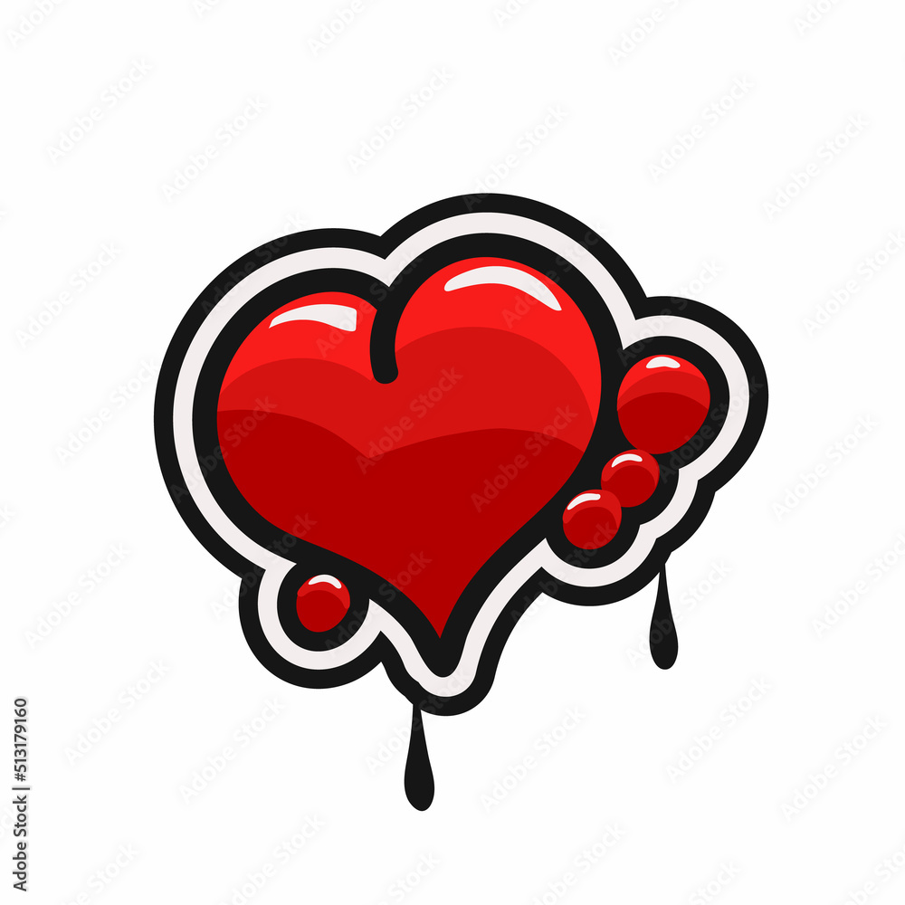Red graffiti heart. Street art heart with dripping paint. Stock Vector ...