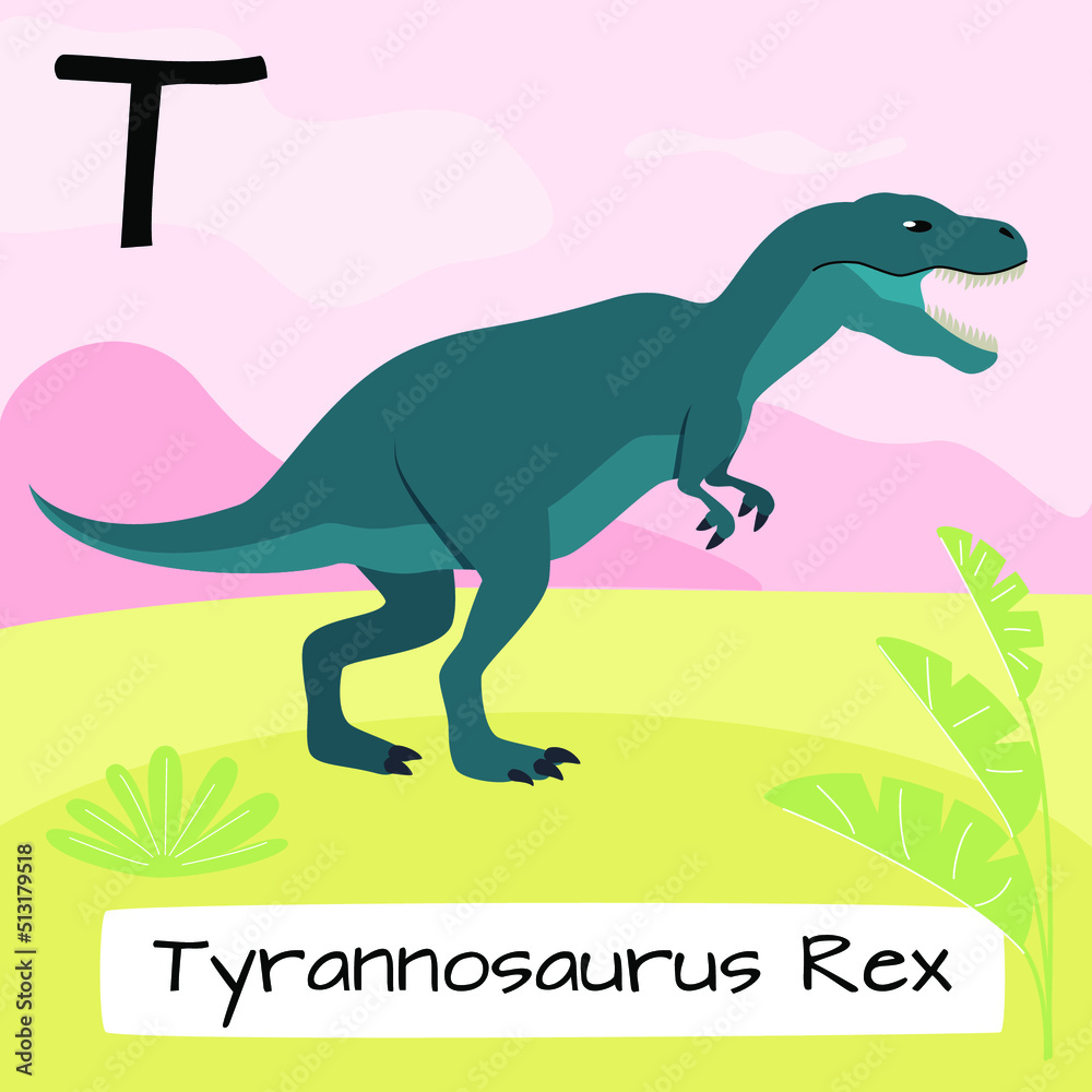Tyrannosaurus Rex dinosaur. Letter T. Children's alphabet education ...