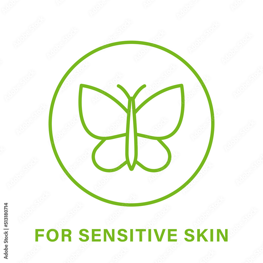 Dermatology for Sensitive Skin Line Green Icon. Tested for ...