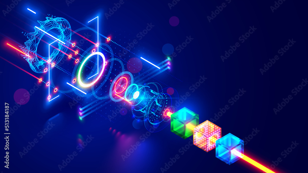 Vetor de Hadron collider tech illustration. Science nuclear accelerator ...