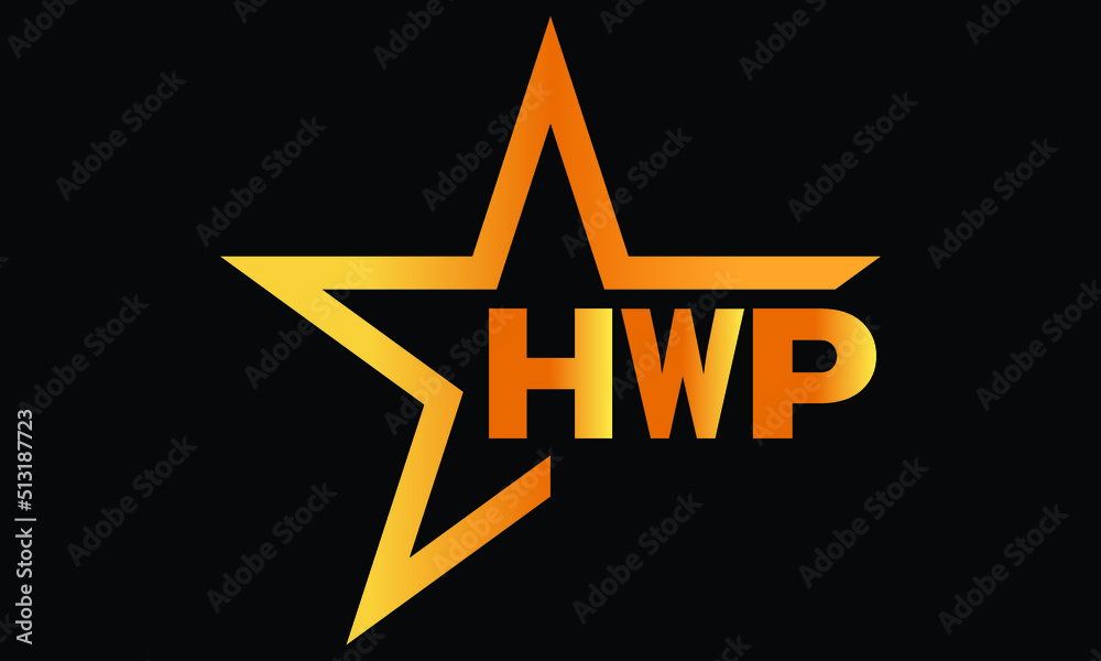 HWP golden luxury star icon three letter logo design vector template ...
