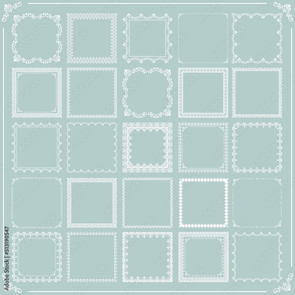 Vintage set of elements. Different square elements for decoration and ...