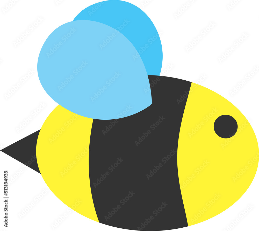 Cartoon cute friendly bee flying with side view. Isolated character on ...