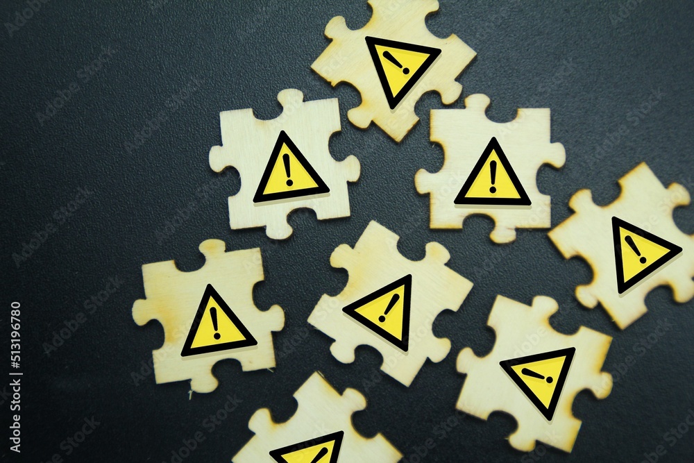 Puzzles with exclamation marks or or caution signs. the concept of ...
