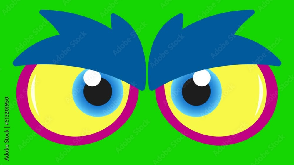 Cartoon monster eyes on a green background. Cartoon monster eyes with ...
