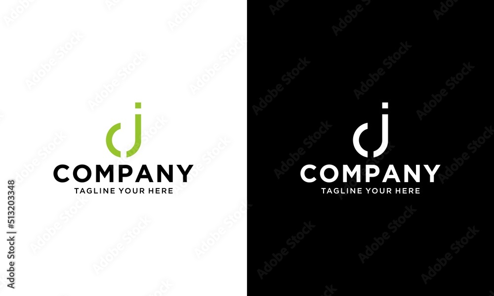 initial letter logo cj, jc, j inside c rounded lowercase logo on a ...