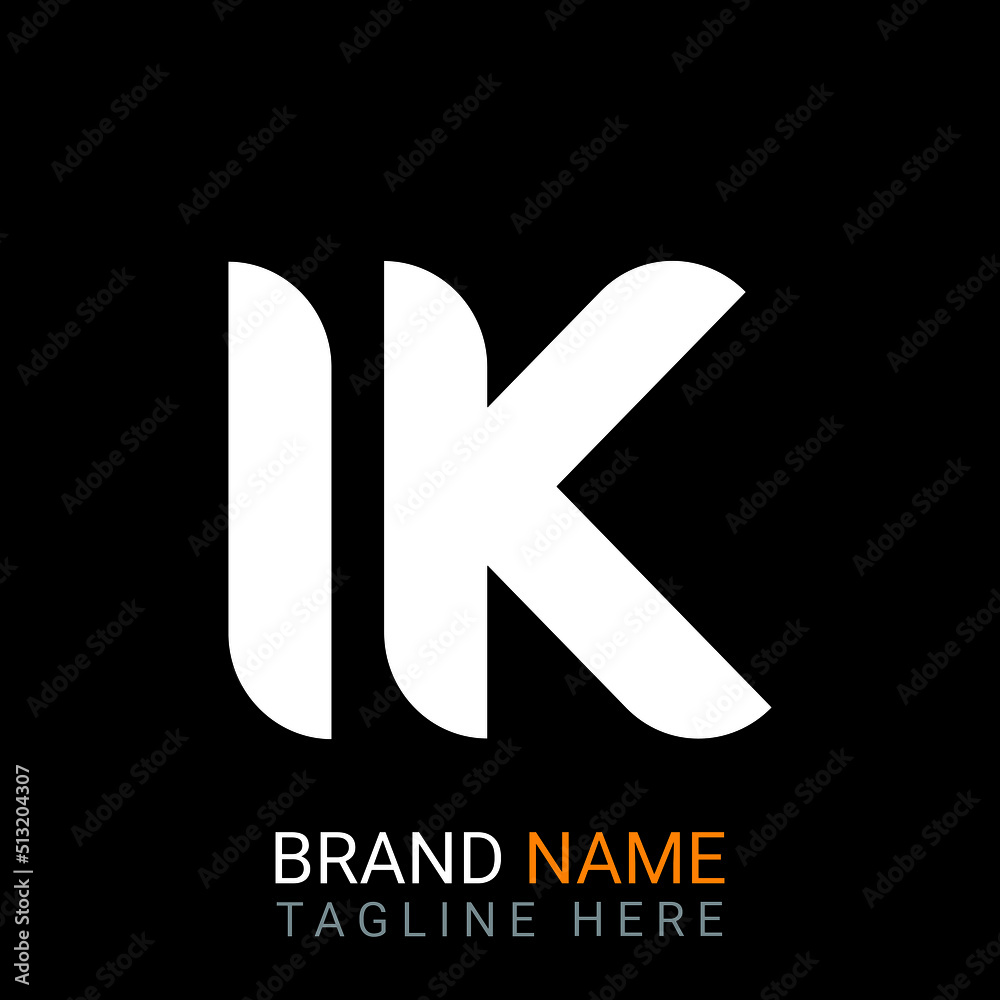 Ik Letter Logo design. black background. Stock Vector | Adobe Stock