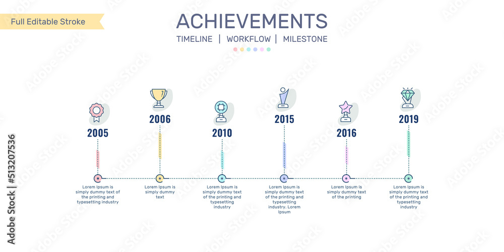 Milestone Infographics, Achievements infographics, Awards, Trophies ...