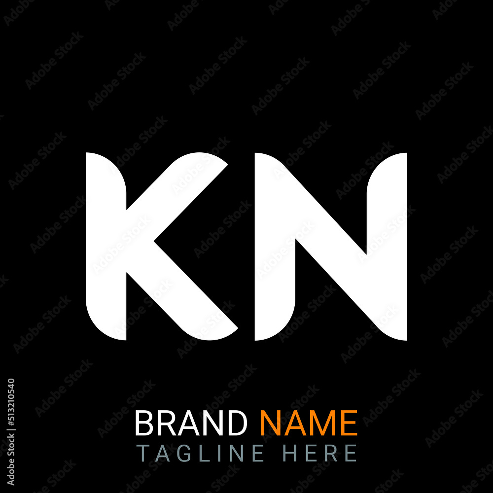 Kn Letter Logo design. black background. Stock Vector | Adobe Stock