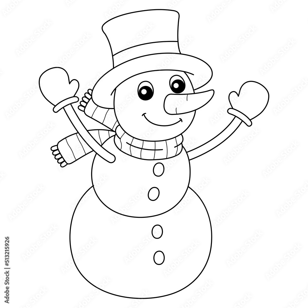 Snowman Christmas Isolated Coloring Page for Kids Stock Vector | Adobe ...