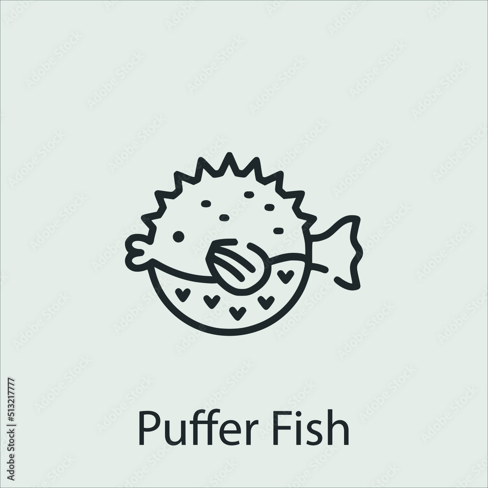 puffer fish icon vector icon.Editable stroke.linear style sign for use ...