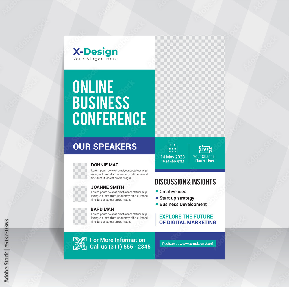 Online Conference Flyer Template. Online webinar flyer leaflet design ...