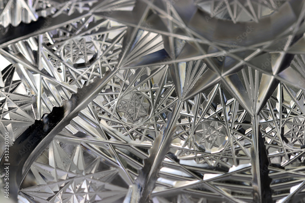 Emphasizes the metallic texture of antique cut crystal glass texture ...