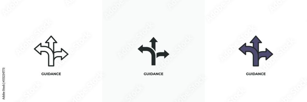 guidance icon. Line, solid and filled outline colorful version, outline ...