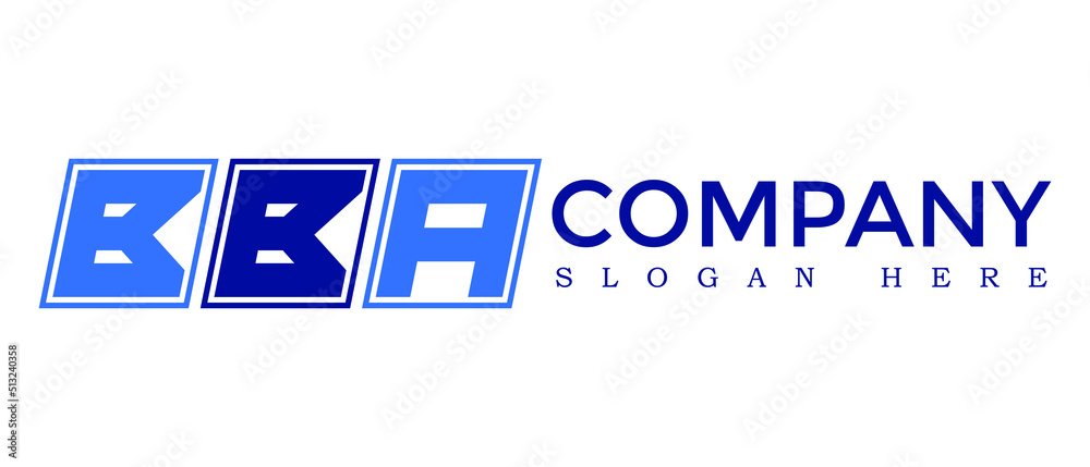 BBA three Letter Rounded rectangle boxes shape element symbol digital ...