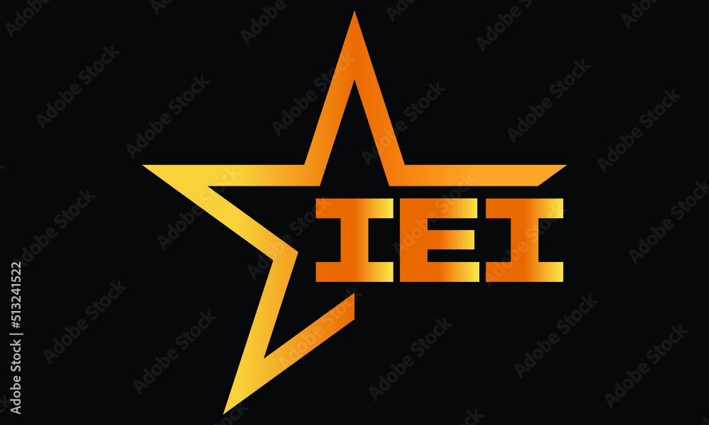 IEI golden luxury star icon three letter logo design vector template ...