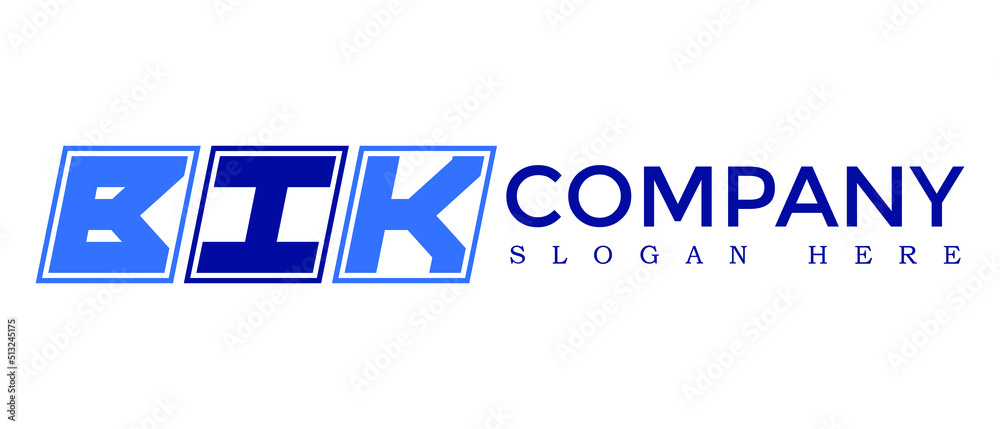 BIK three Letter Rounded rectangle boxes shape element symbol digital ...