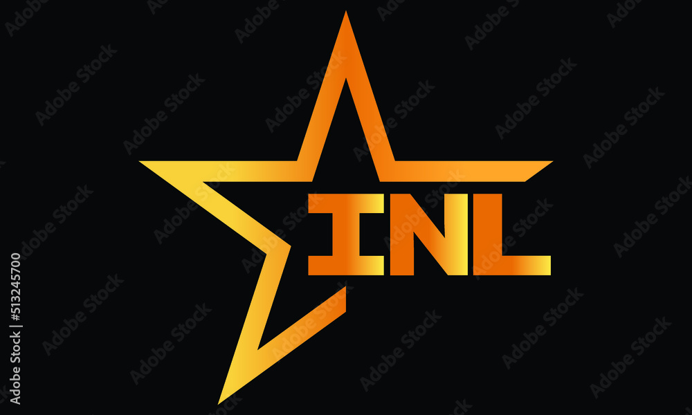 INL golden luxury star icon three letter logo design vector template ...