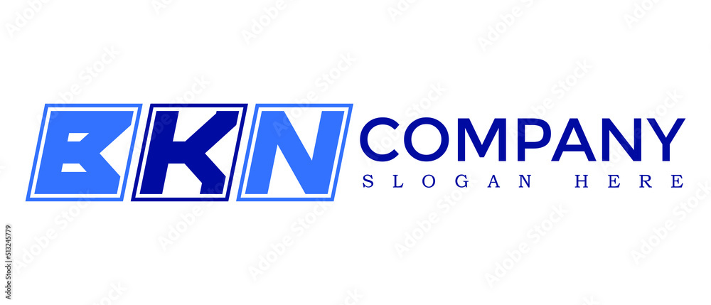 BKN three Letter Rounded rectangle boxes shape element symbol digital ...