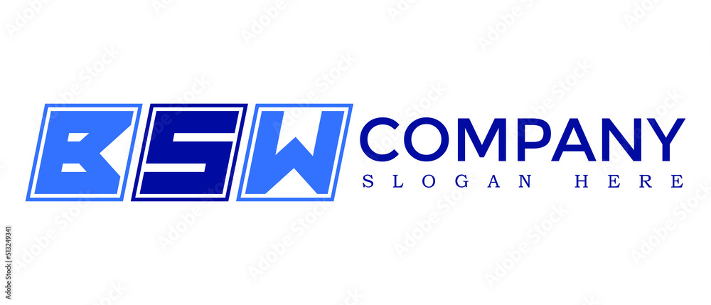 BSW three Letter Rounded rectangle boxes shape element symbol digital ...