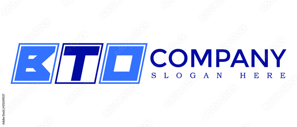 BTO three Letter Rounded rectangle boxes shape element symbol digital ...