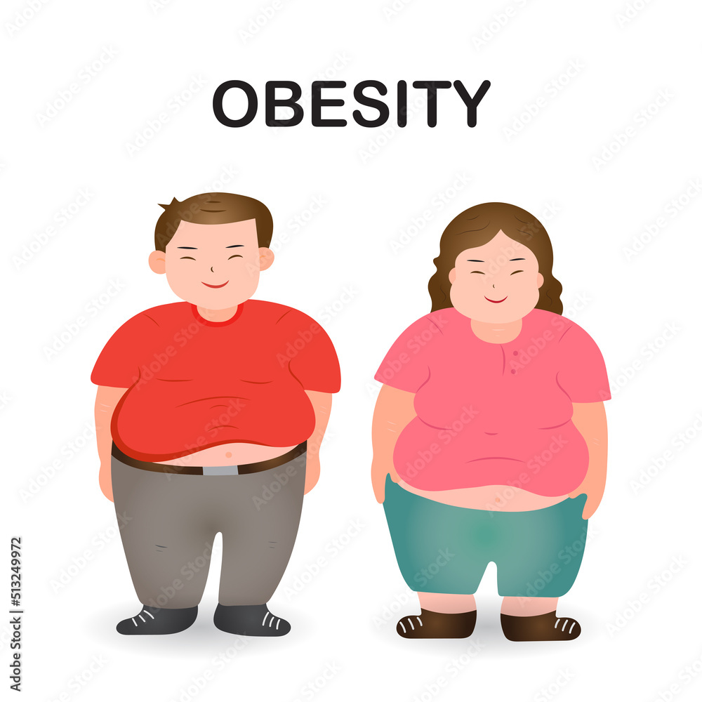 back tCartoon character obese person isolated on white background ...