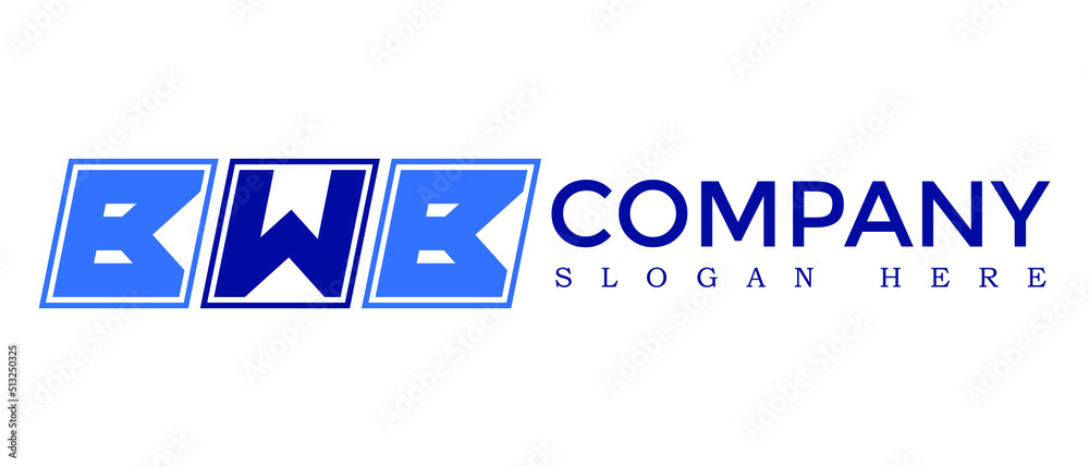 BWB three Letter Rounded rectangle boxes shape element symbol digital ...