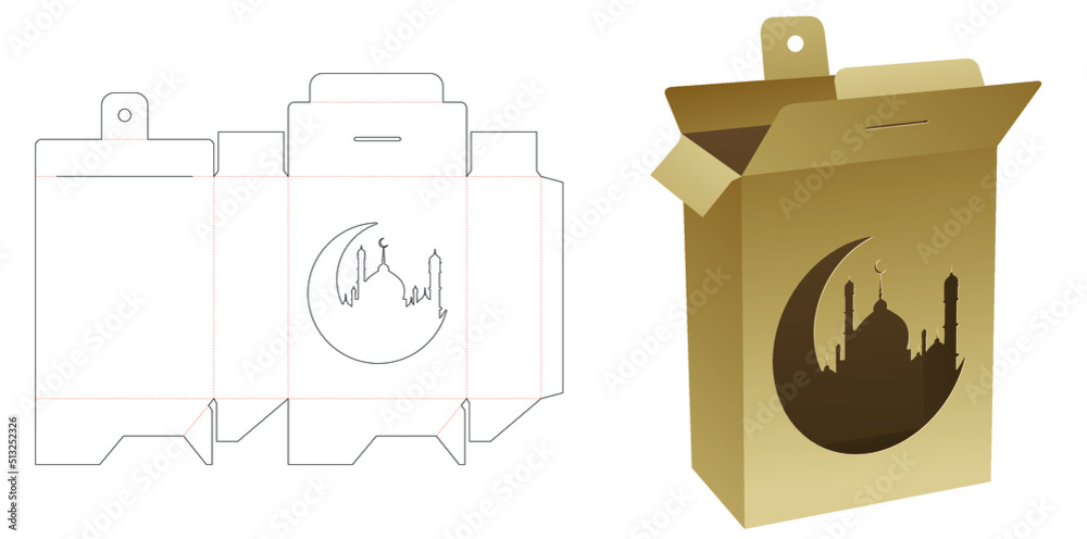 Arabic pattern box die cut template and 3D mockup Stock Vector | Adobe ...
