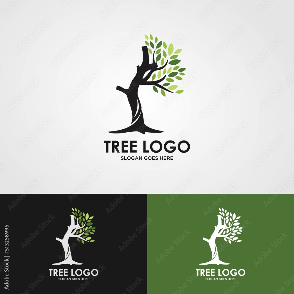 Tree and roots logo design vector isolated, abstract mangrove tree logo ...