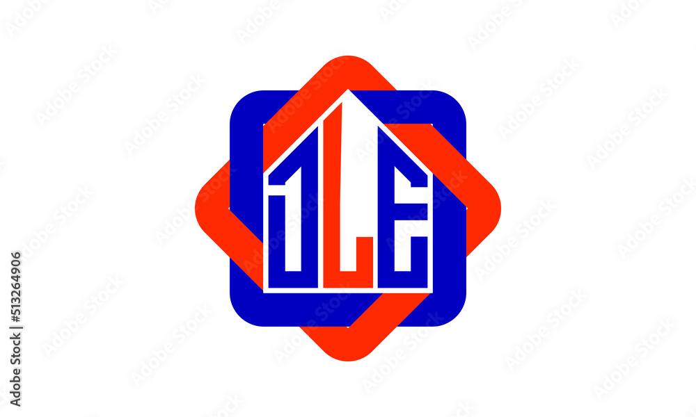 DLE three letter real estate logo with home icon logo design vector ...