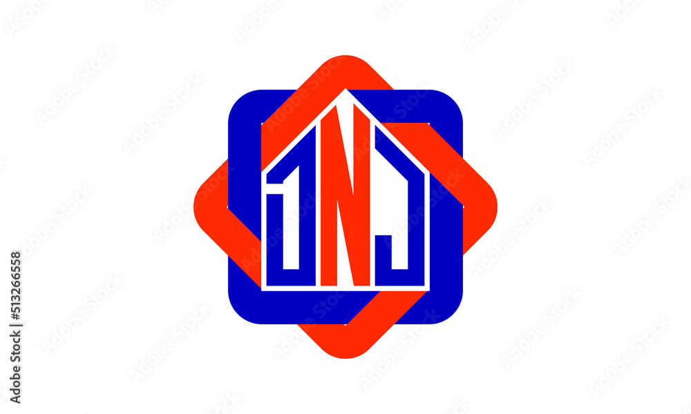 DNJ three letter real estate logo with home icon logo design vector ...