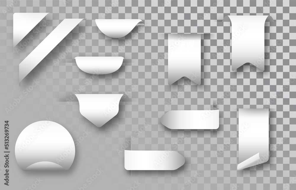 White blank paper stickers Collection isolated on transparent ...