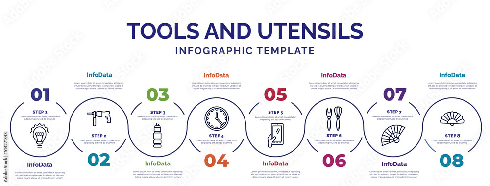 infographic template with icons and 8 options or steps. infographic for ...