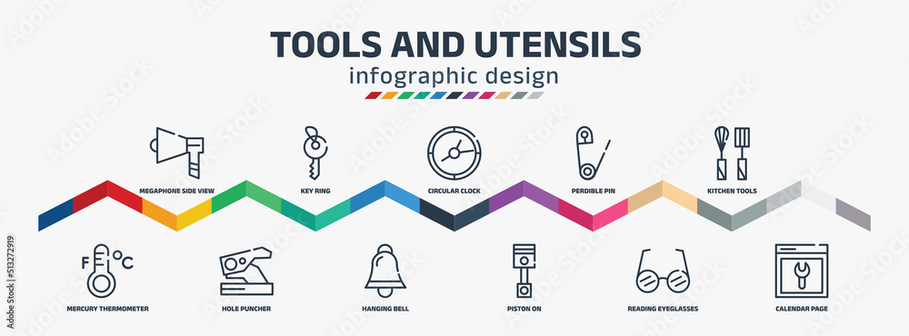 tools and utensils infographic design template with megaphone side view ...