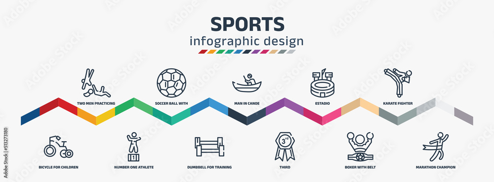 sports infographic design template with two men practicing karate ...