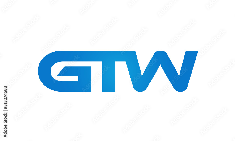 GTW letters Joined logo design connect letters with chin logo logotype icon concept Stock Vector ...