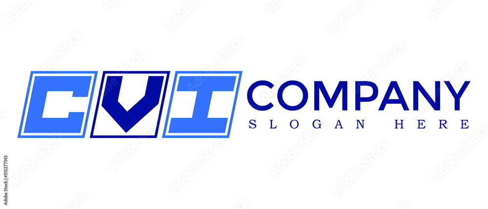 CVI three Letter Rounded rectangle boxes shape element symbol digital ...