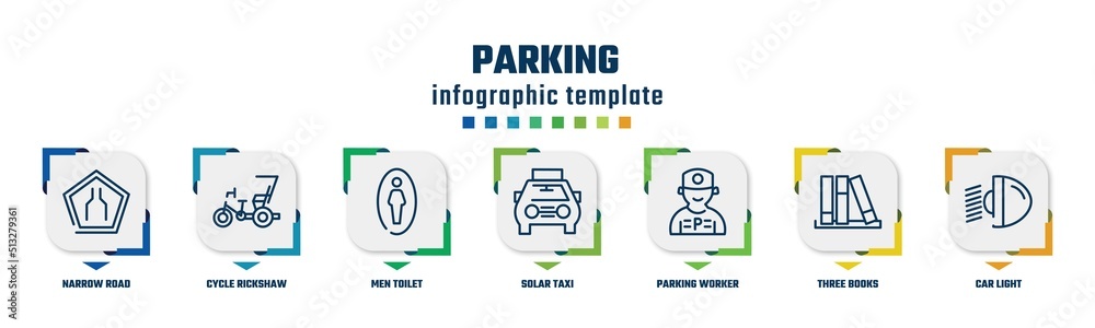 parking concept infographic design template. included narrow road ...