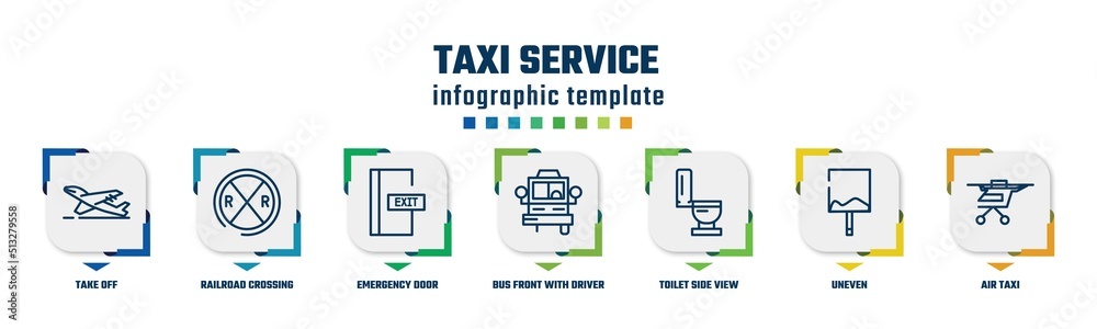 taxi service concept infographic design template. included take off ...