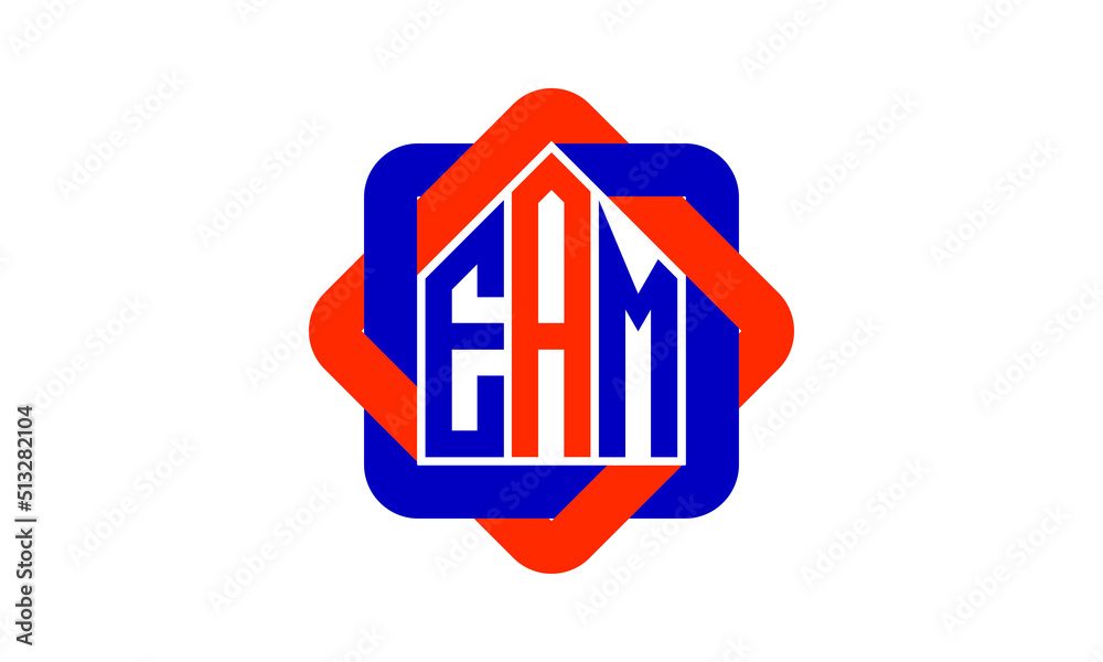 EAM three letter real estate logo with home icon logo design vector ...