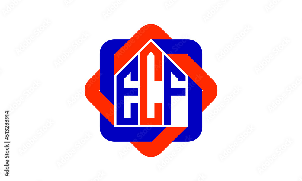 ECF three letter real estate logo with home icon logo design vector ...