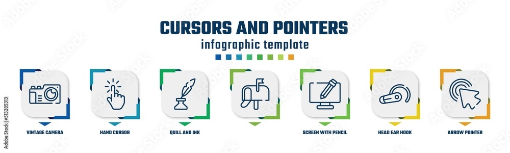 cursors and pointers concept infographic design template. included ...