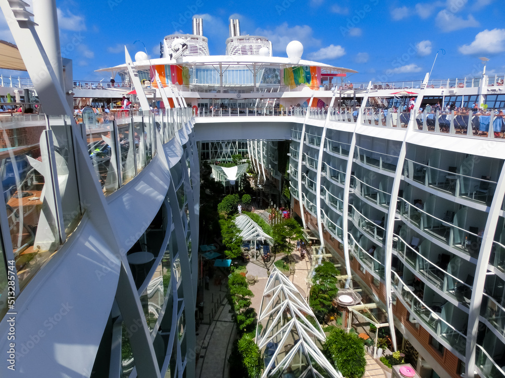 The central park at cruise liner or ship Symphony of the Seas Stock ...