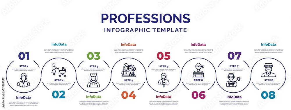 infographic template with icons and 8 options or steps. infographic for ...