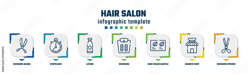 hair salon concept infographic design template. included scissors badge ...