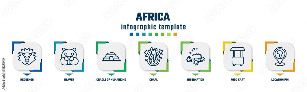 africa concept infographic design template. included hedgehog, beaver ...