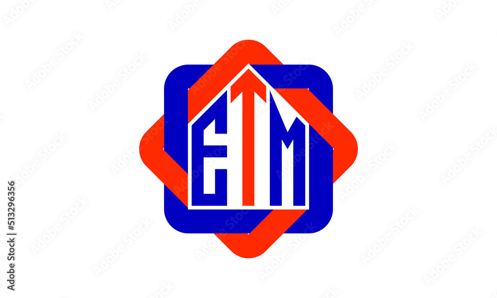 ETM three letter real estate logo with home icon logo design vector ...