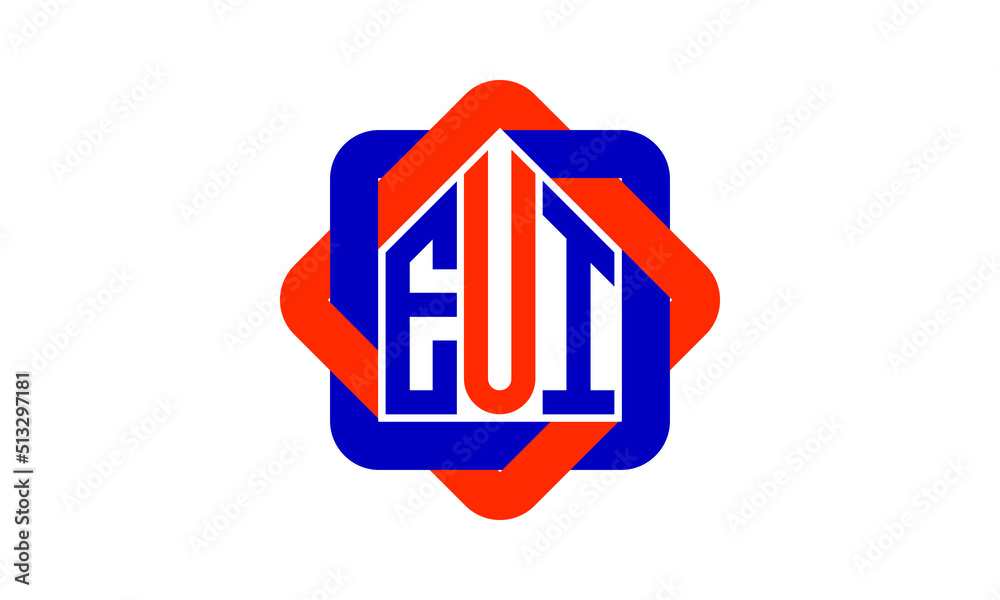 EUI three letter real estate logo with home icon logo design vector ...
