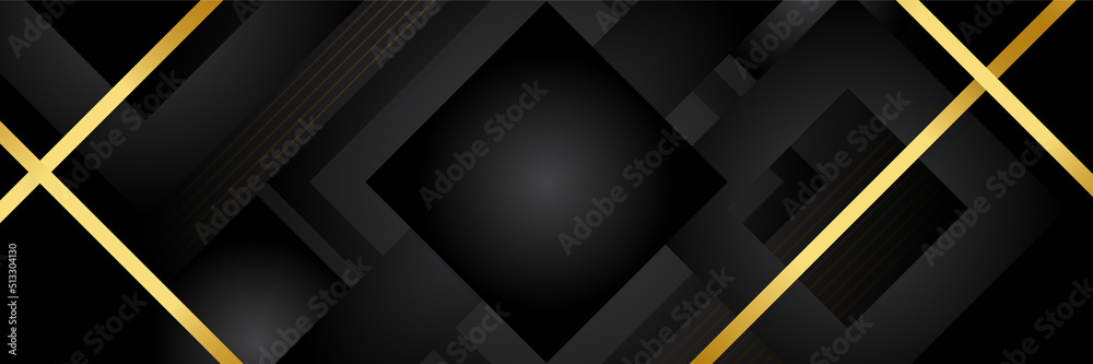 Black and gold abstract shape banner with golden lines Stock Vector ...