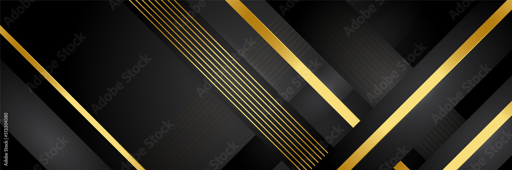 Black and gold abstract shape banner with golden lines Stock Vector ...